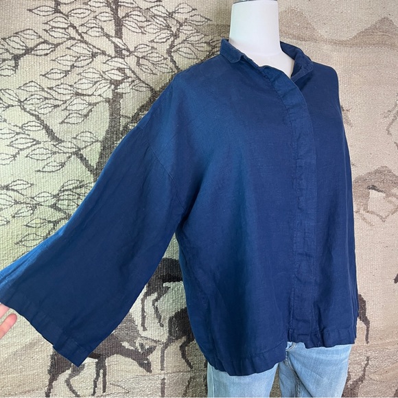 bryn Walker | Tops | Bryn Walker Navy Oversized Linen Button Down ...